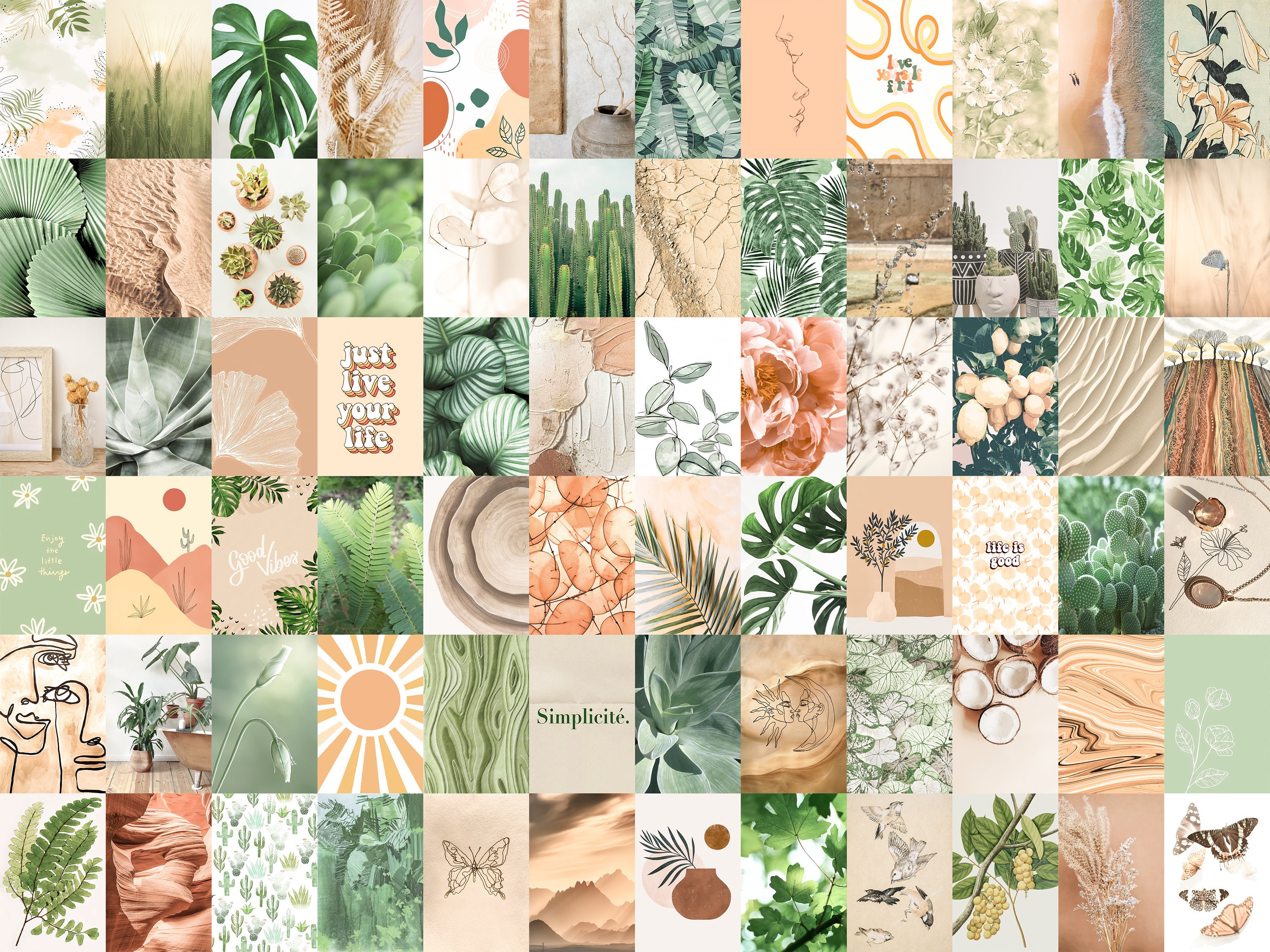 110 PCS Minimalist Earth Boho Photo Collage Kit Aesthetic | Etsy