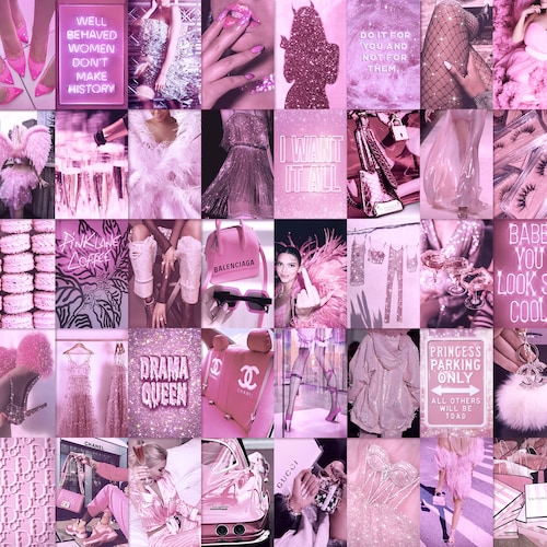 70 PCS Boujee Pink Aesthetic Photo Collage Kit Baddie Room - Etsy