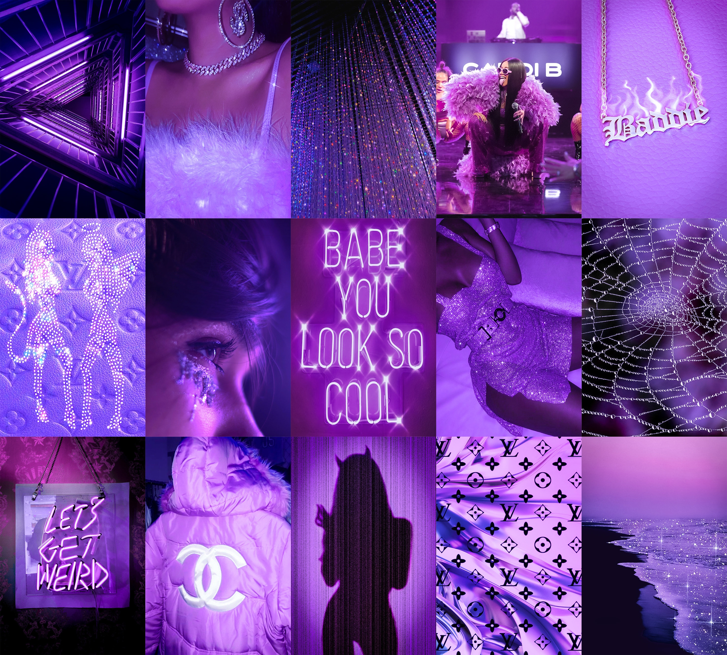 PRINTED Boujee Purple Aesthetic Photo Collage Kit Euphoria - Etsy UK