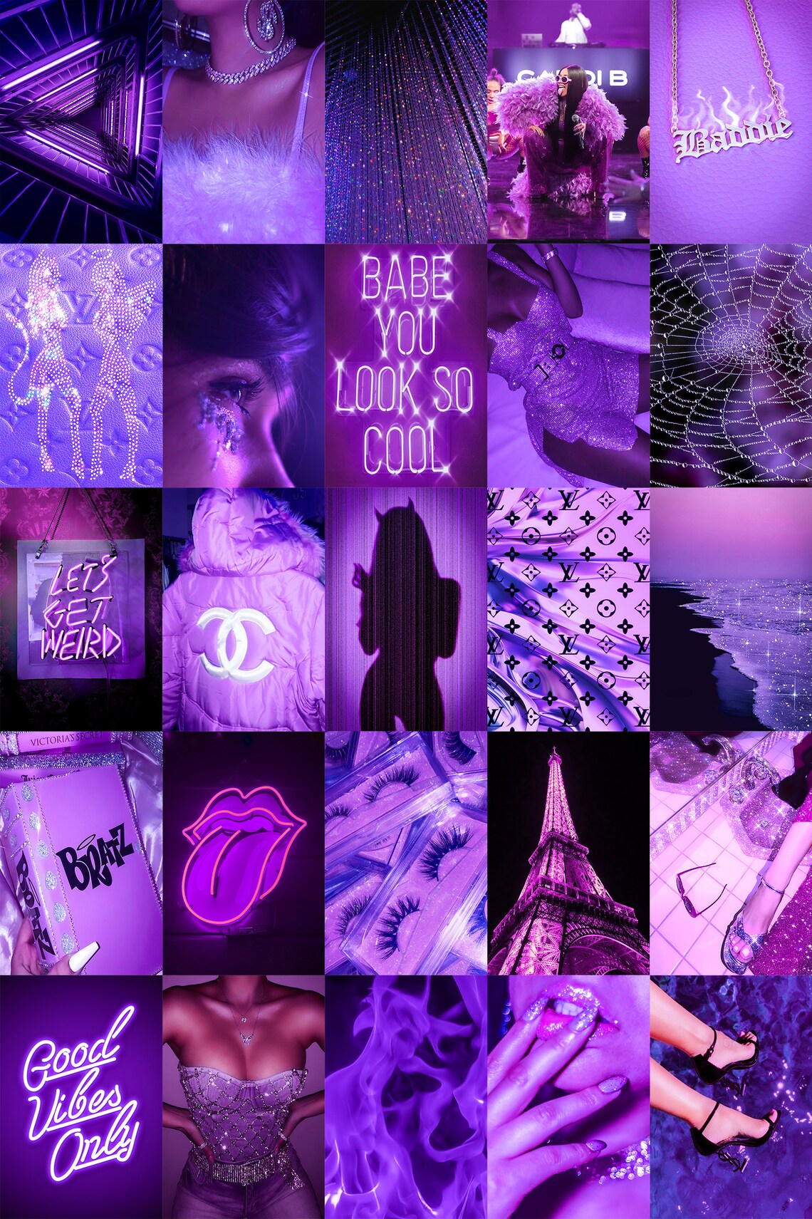 PRINTED Boujee Purple Aesthetic Photo Collage Kit Euphoria - Etsy Finland