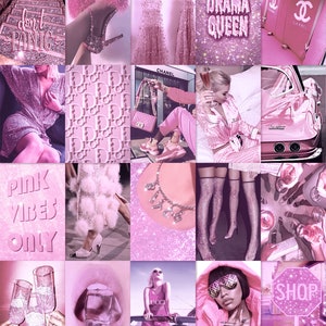 70 PCS Boujee Pink Aesthetic Photo Collage Kit Baddie Room Decor Teen ...