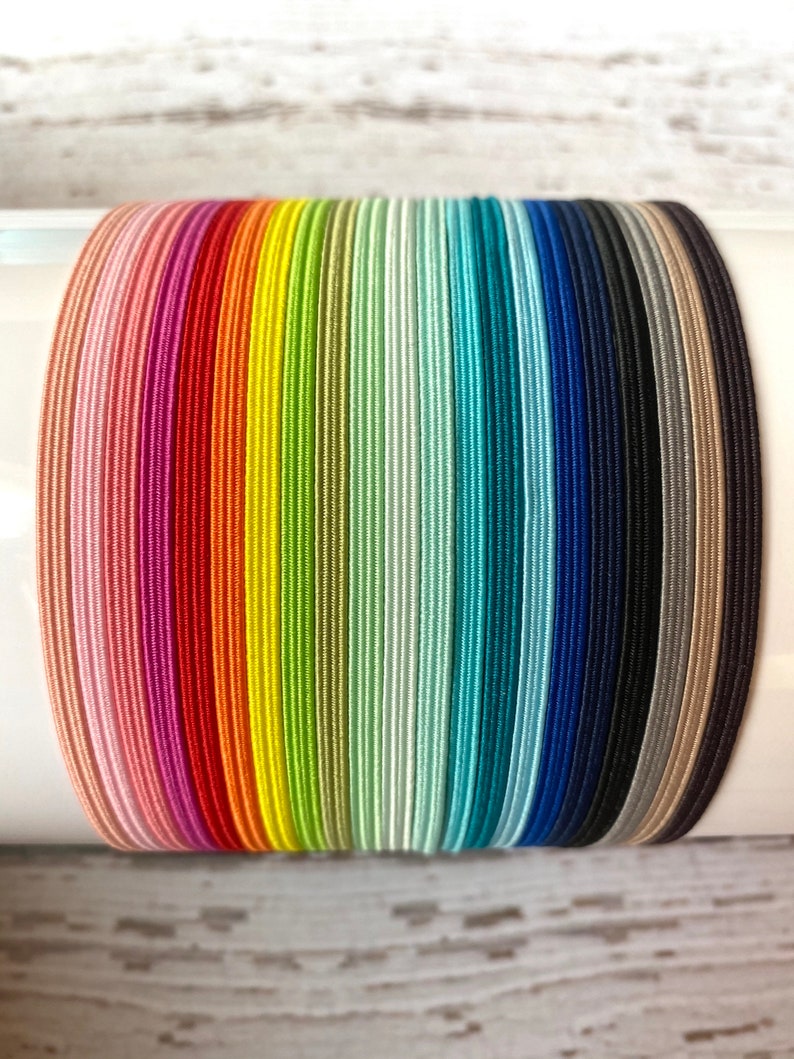 1/8 Inch (3mm) Colored Skinny Elastic by the Yard - Fast Shipping ...