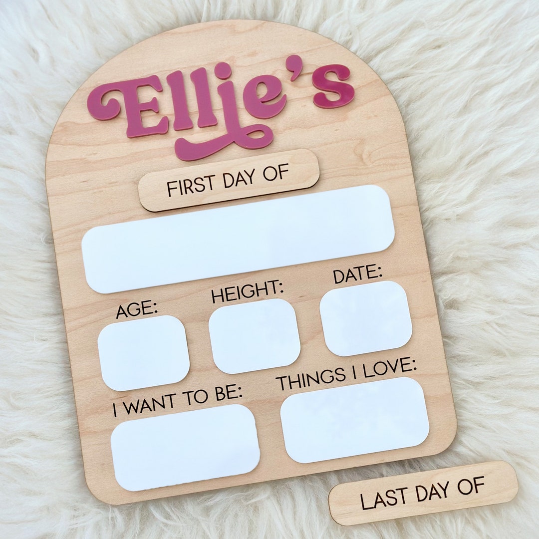 Personalized First Day of School Board, Dry Erase Back to School Sign ...