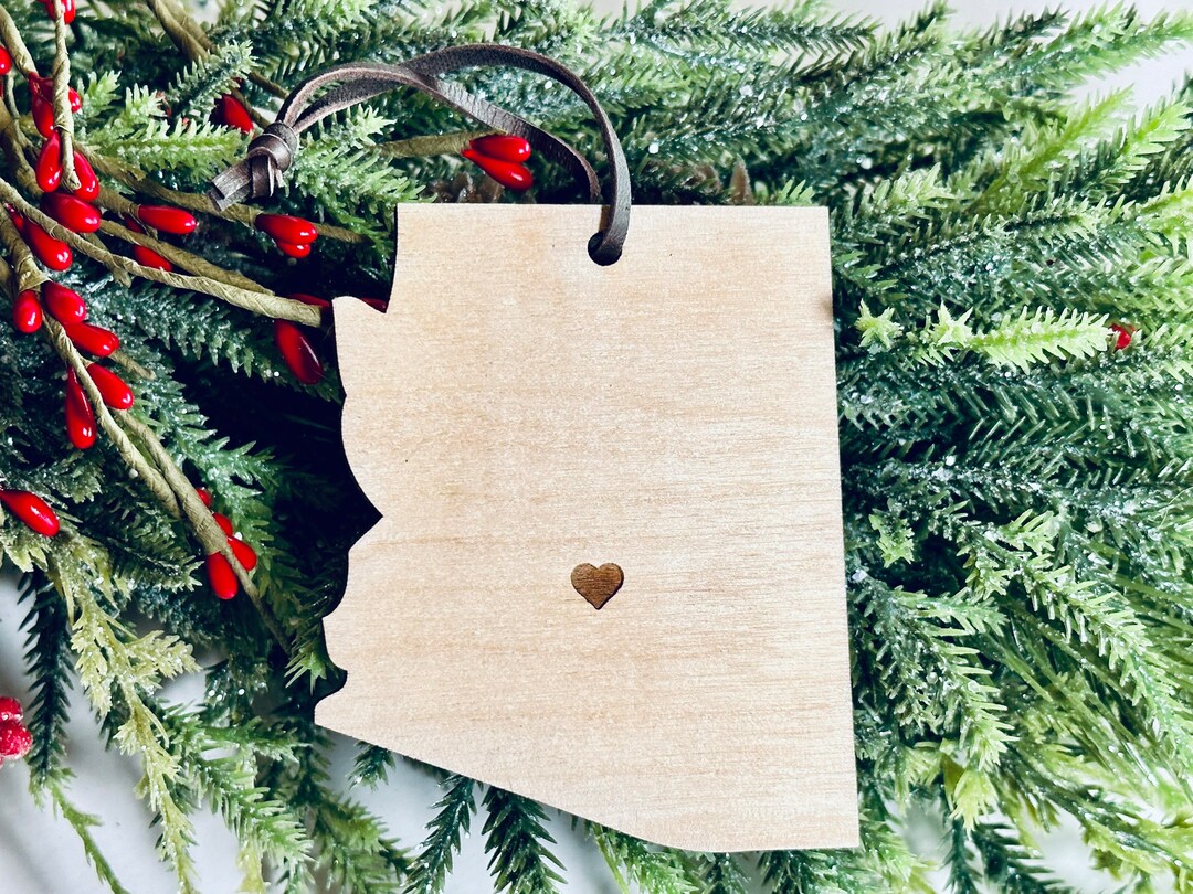State of Arizona Christmas Ornament, Wood Ornament, AZ State Ornament ...