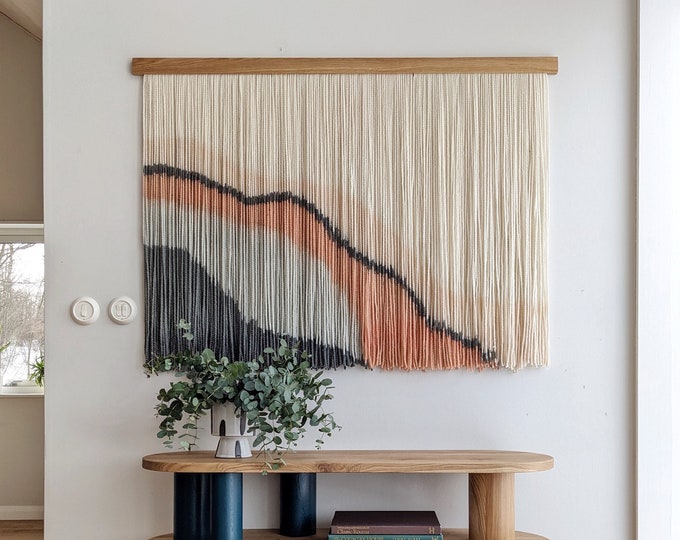 Yarn Wall Decor, Large Dip Dye Wall Hanging, Modern Tapestry, Living ...
