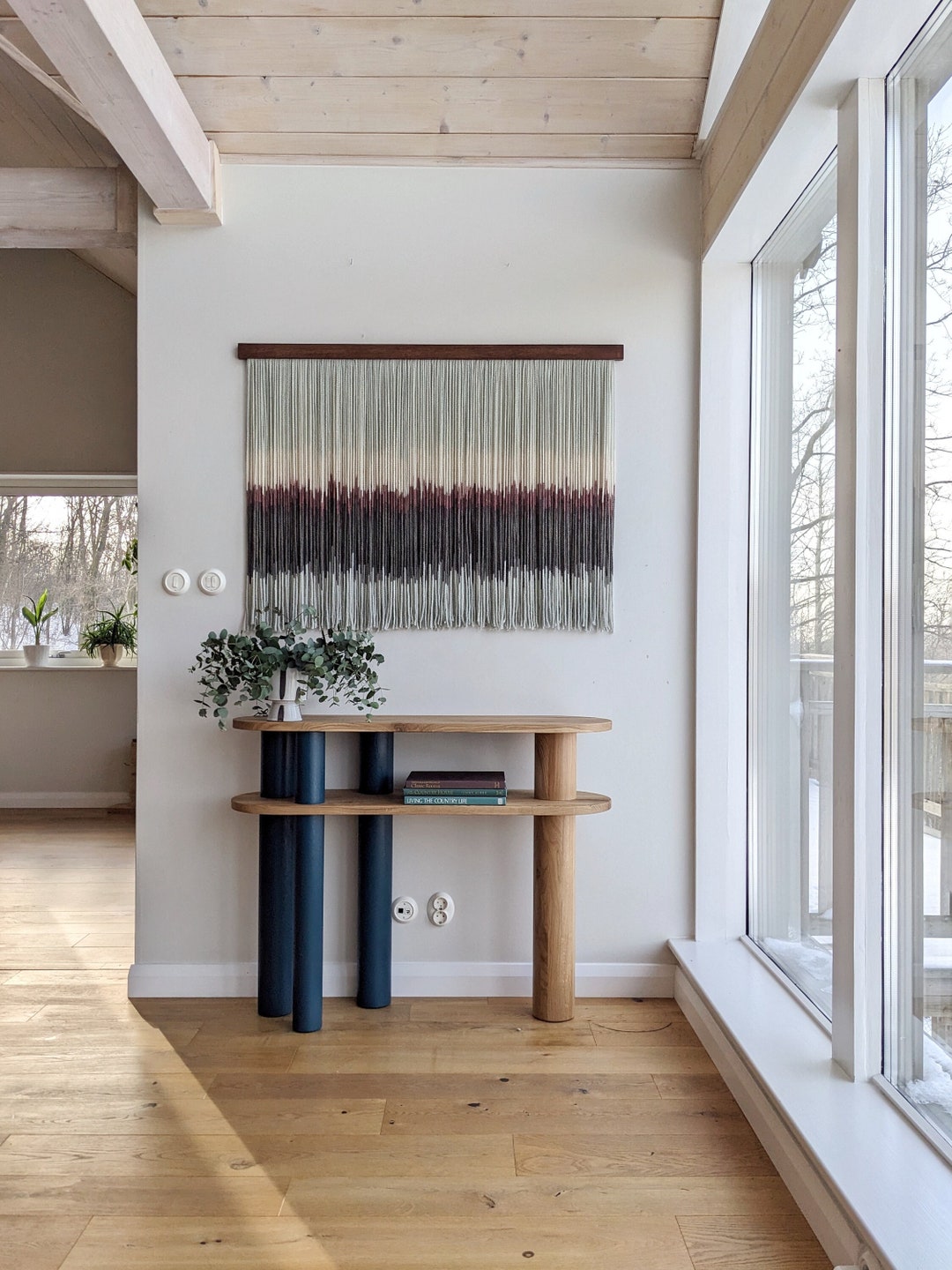 Fiber Wall Hanging, Dip Dyed Artwork, Abstract Yarn Art, Contemporary ...