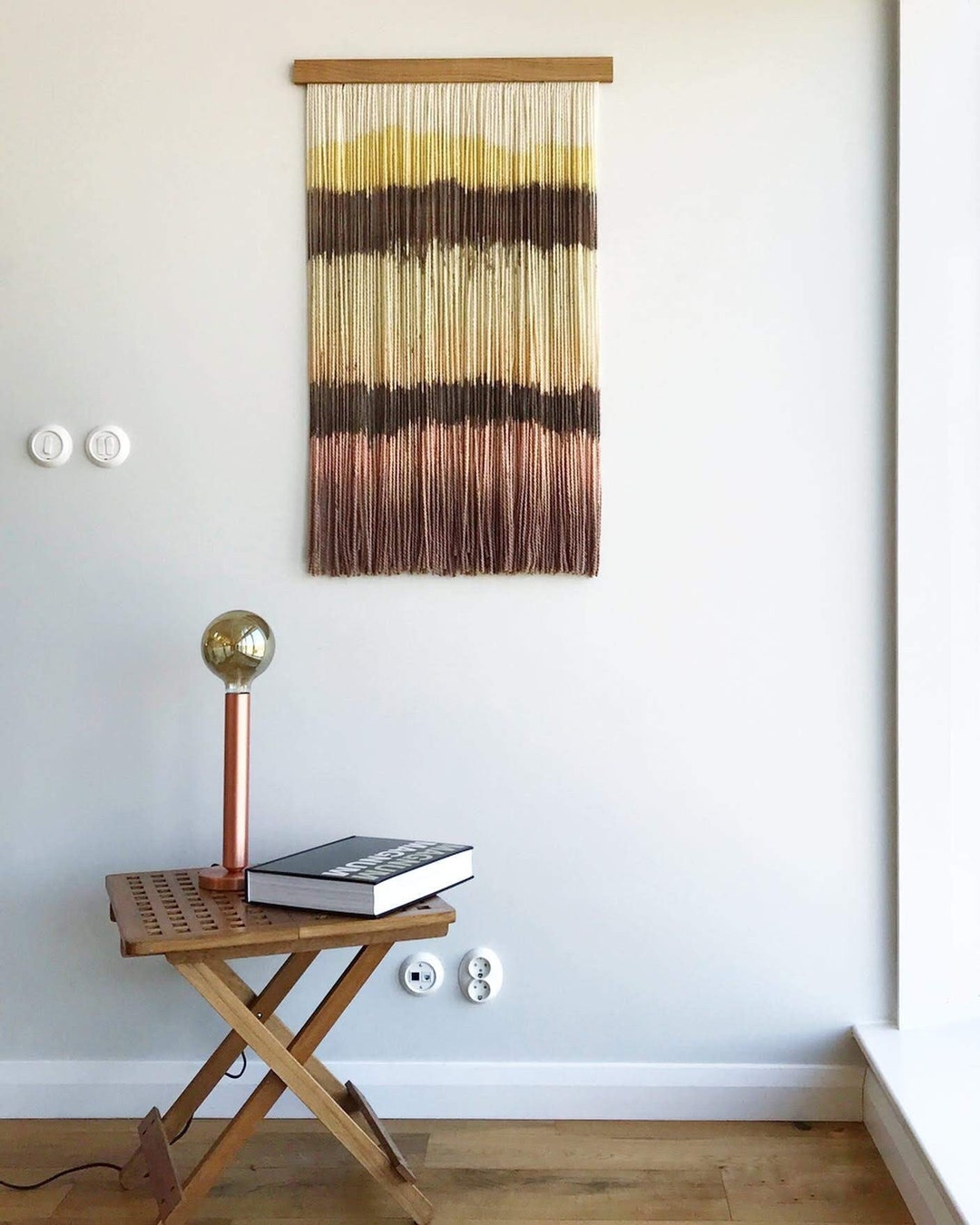Fiber Art Wall Hanging, Dip Dye Yarn Decor, Long Boho Tapestry - Etsy