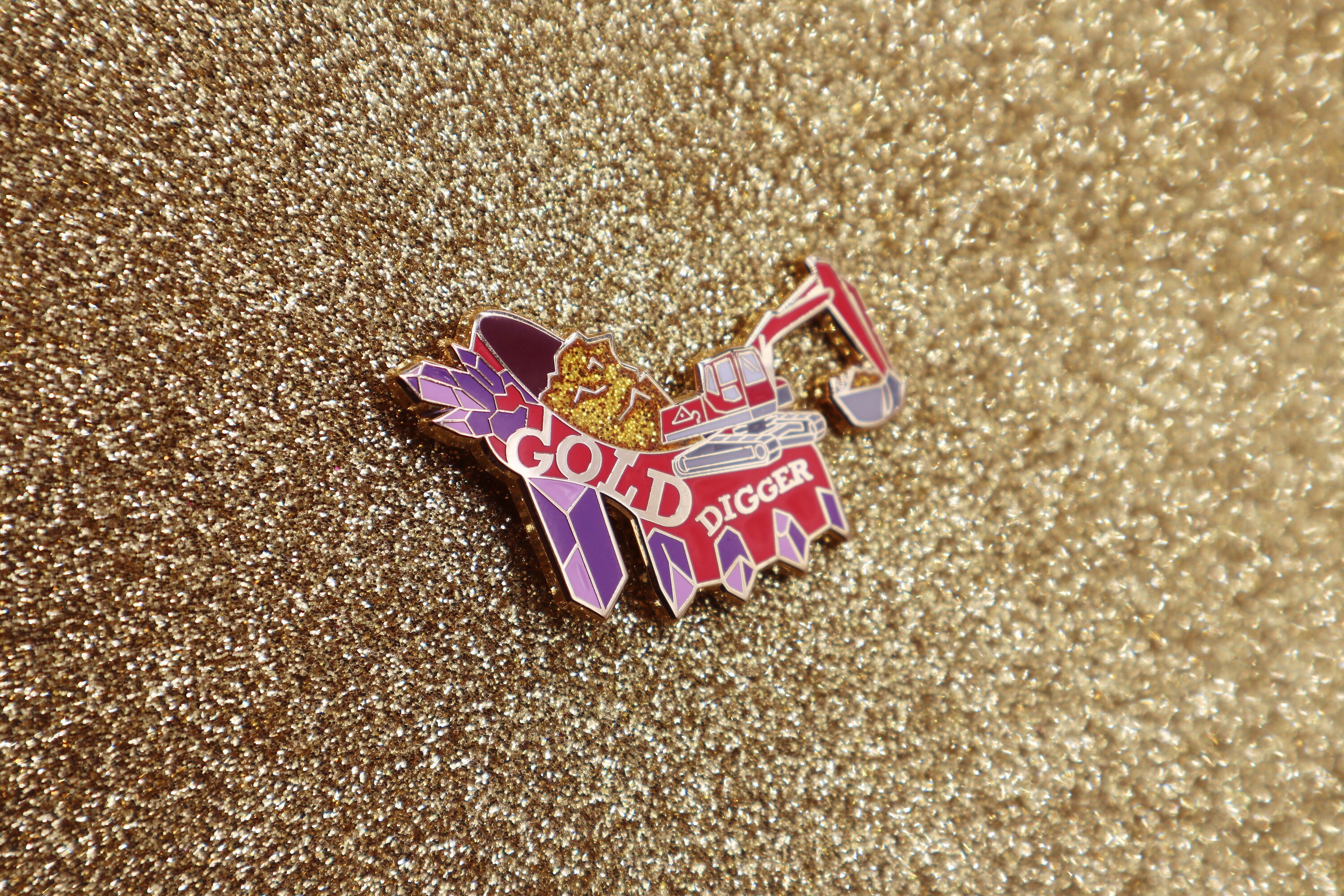 Gold Goal Digger Enamel Pin - Money Lover Enamel Brooch - Brave Gift ...