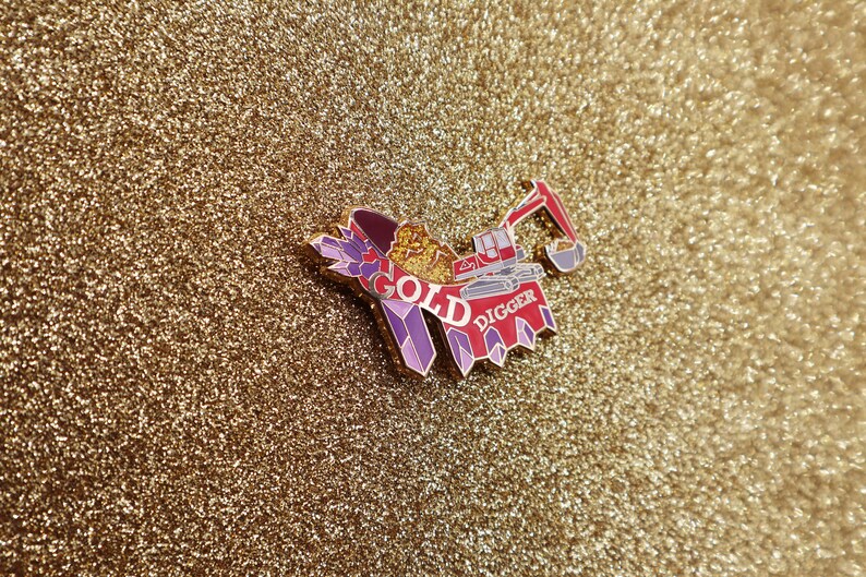 Gold Goal Digger Enamel Pin - Money Lover Enamel Brooch - Brave Gift ...