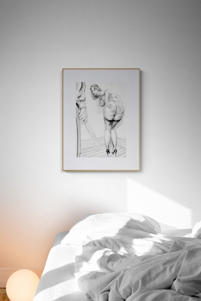 Girl Spanking Art Spanking Drawing Dominatrix Drawings | Etsy