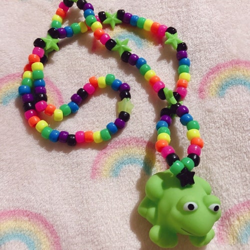 Kidcore Decora Rubber Frog Rainbow Necklace - Etsy