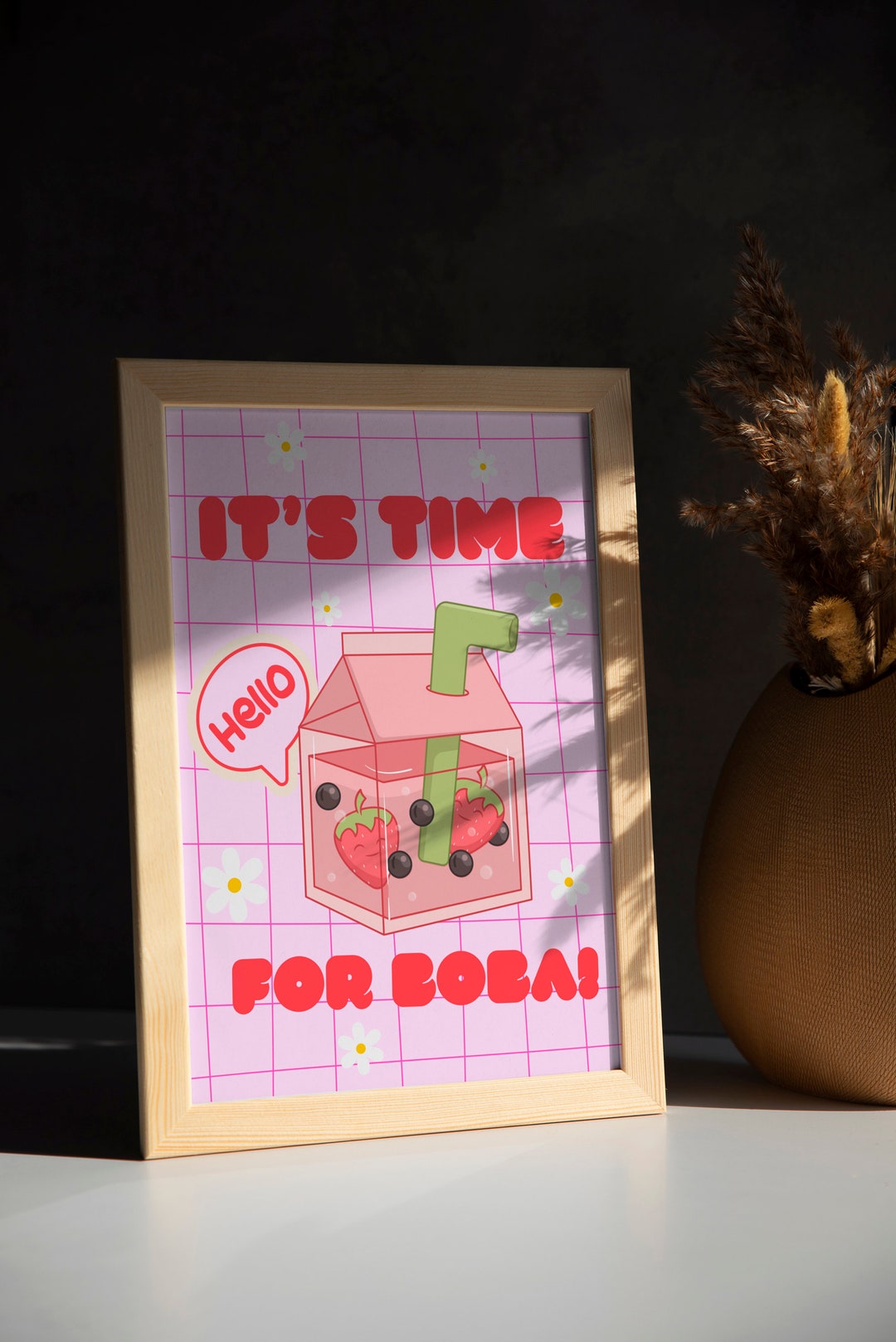 Kawaii Bubble Tea Art Print // Boba Art Print Purple Kawaii Poster ...