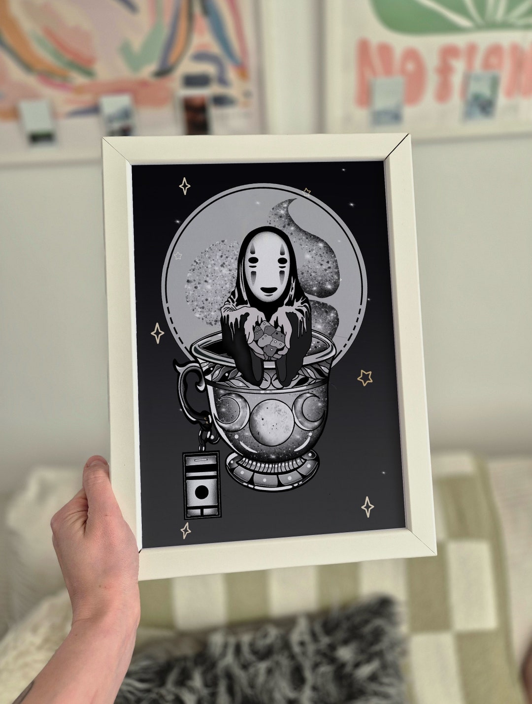 Anime Art Print Teacup Art Lunar Cycle Anime Bathhouse Soot Sprites ...