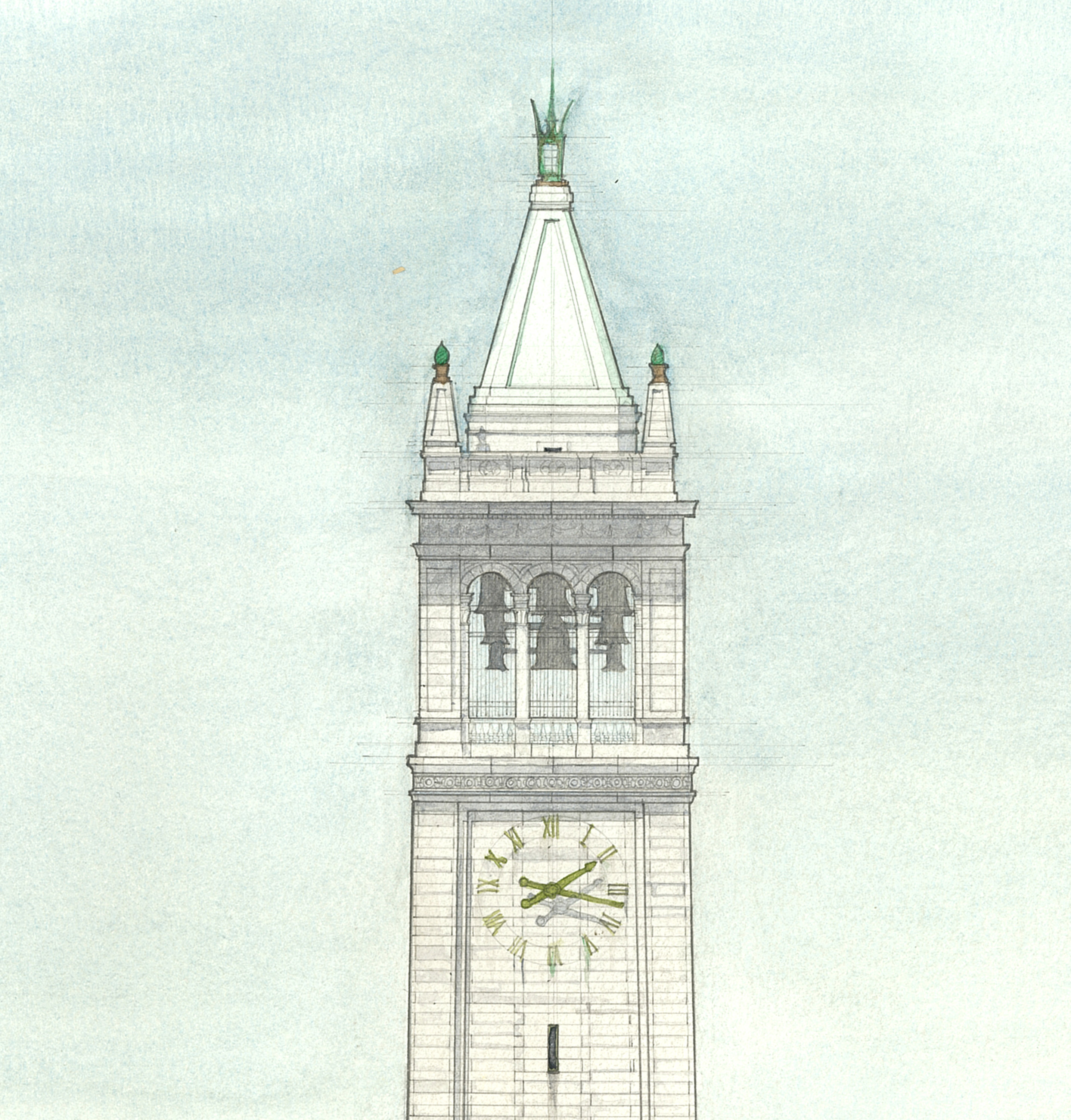 University of California, Berkeley: Sather Tower Watercolor - Etsy