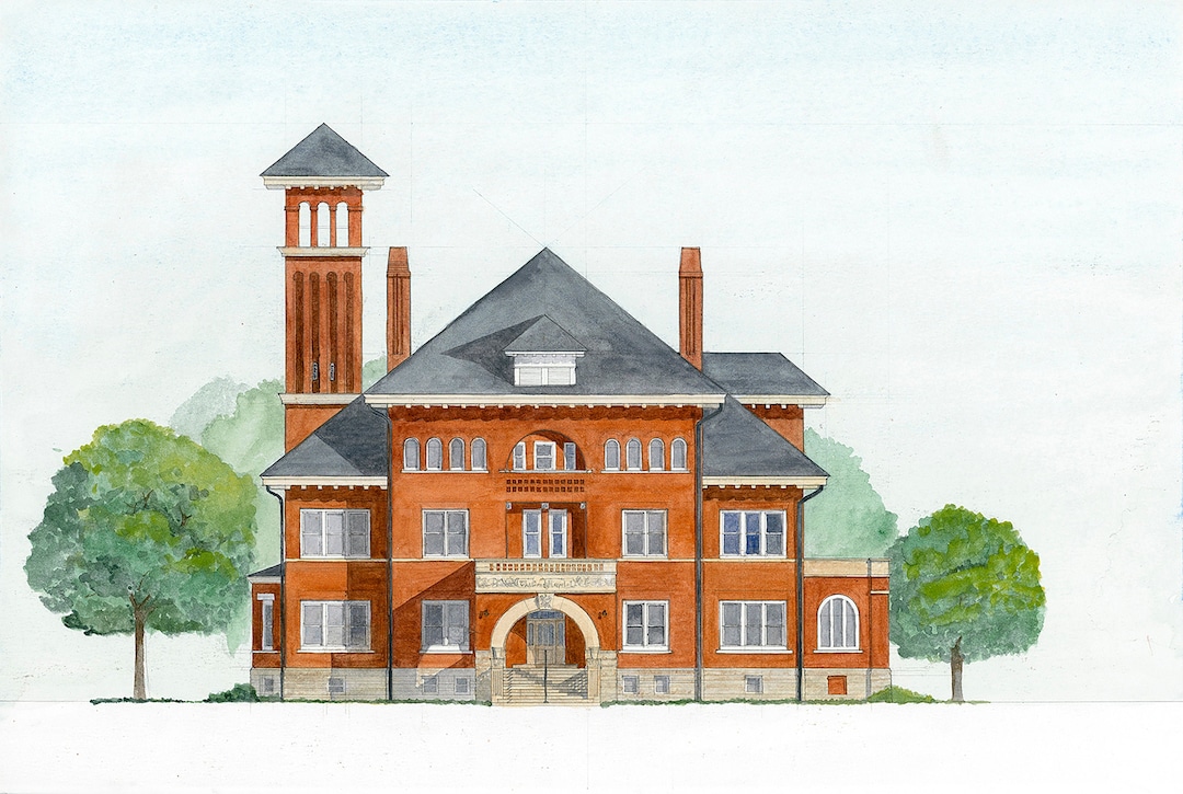 Old Grady Hospital: Georgia Hall Watercolor - Etsy