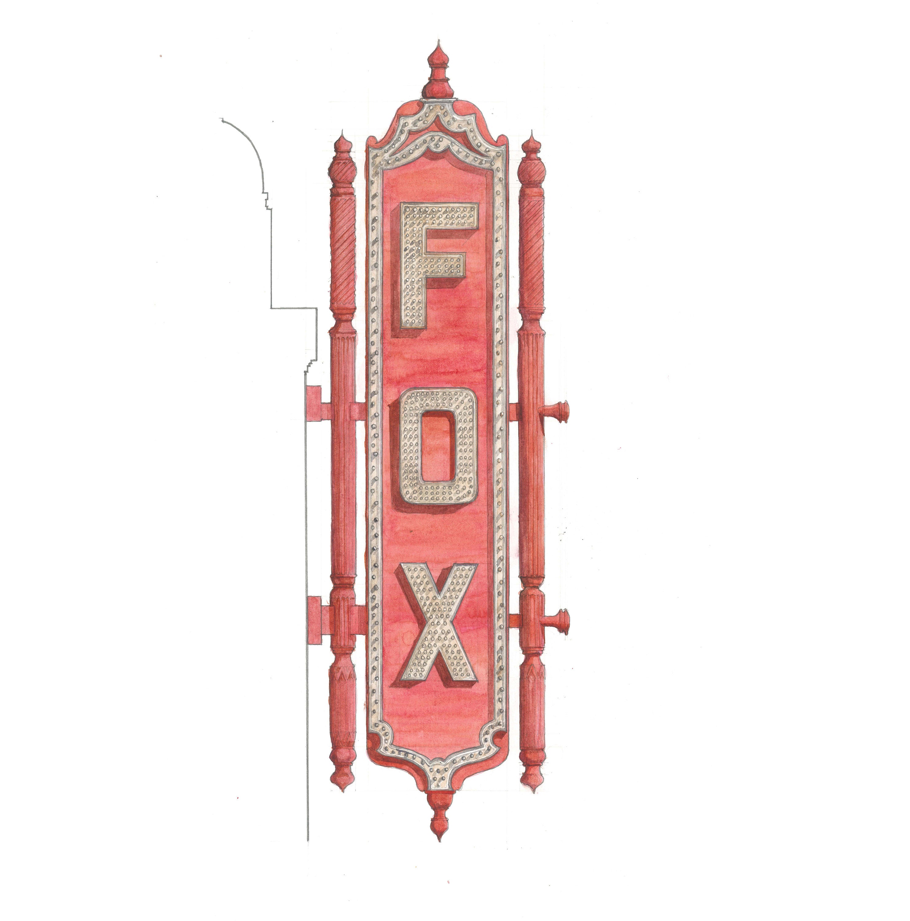 Atlanta Fox Theatre Sign Watercolor - Etsy