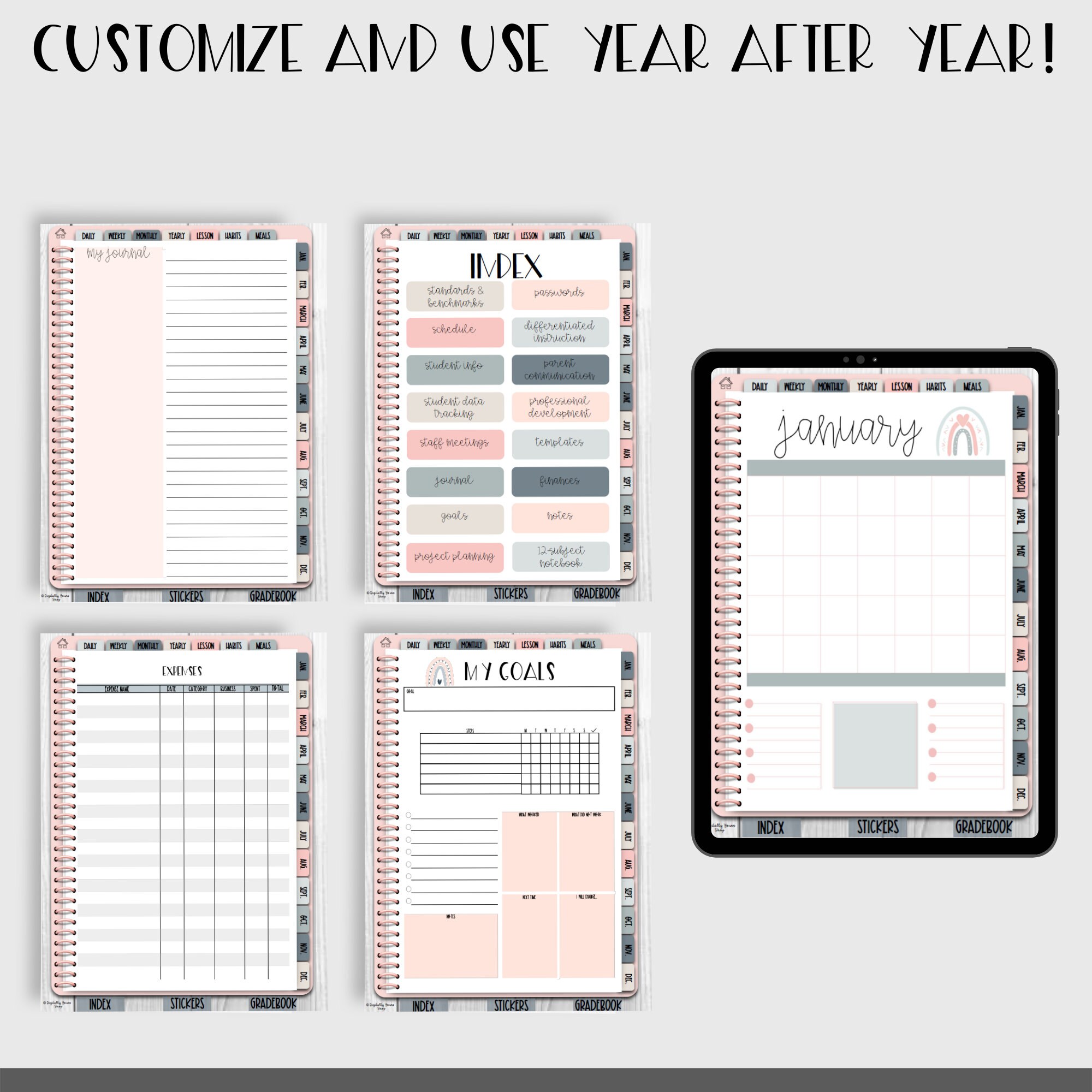 Teacher and Personal Digital Planner, Undated, Good Notes - Etsy