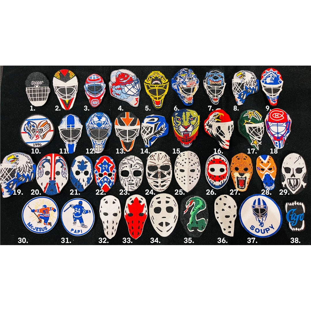 Retro Goalie Mask Rendition Iron on Patches - Etsy
