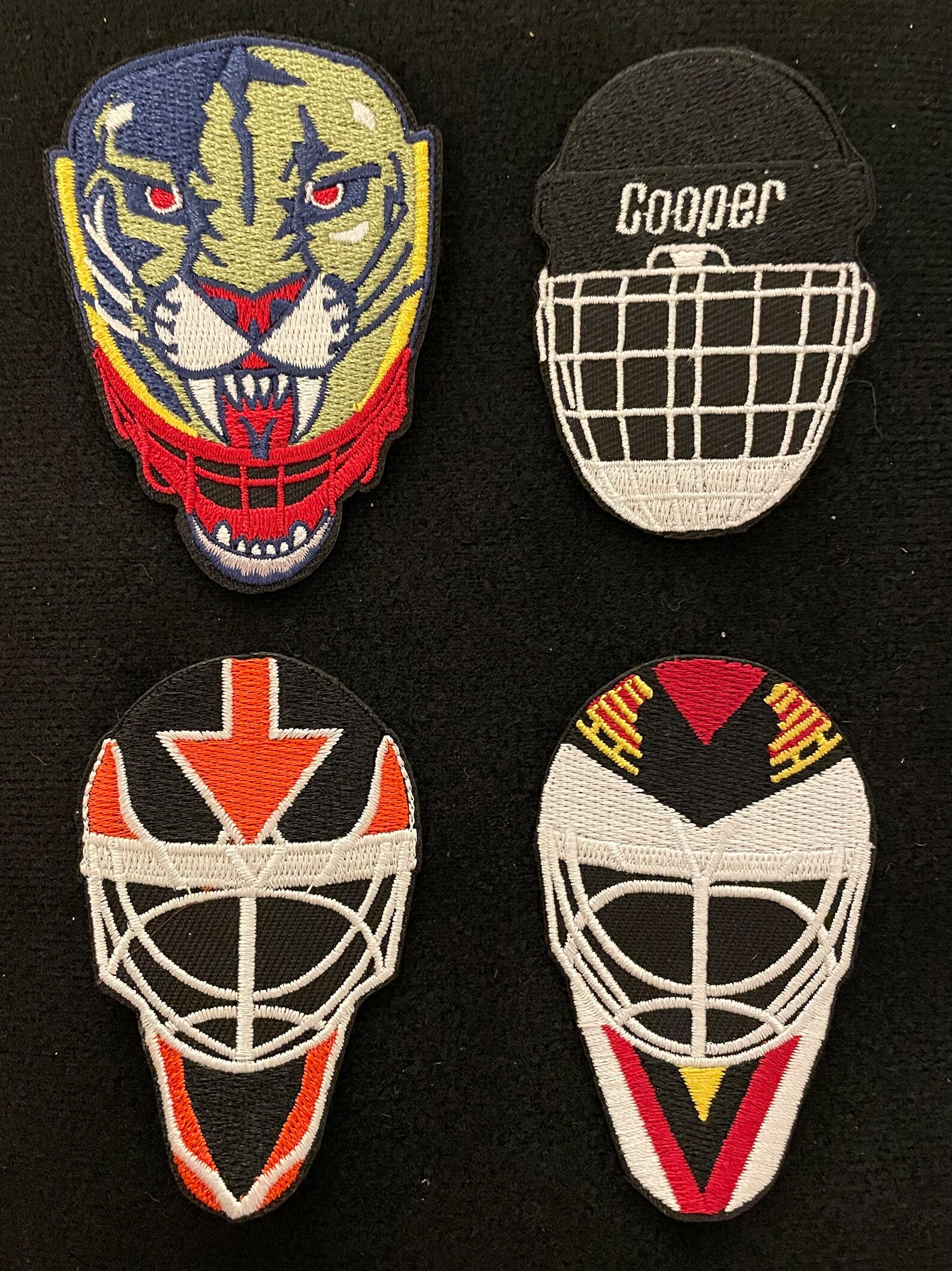 Retro Goalie Mask Rendition Iron on Patches - Etsy