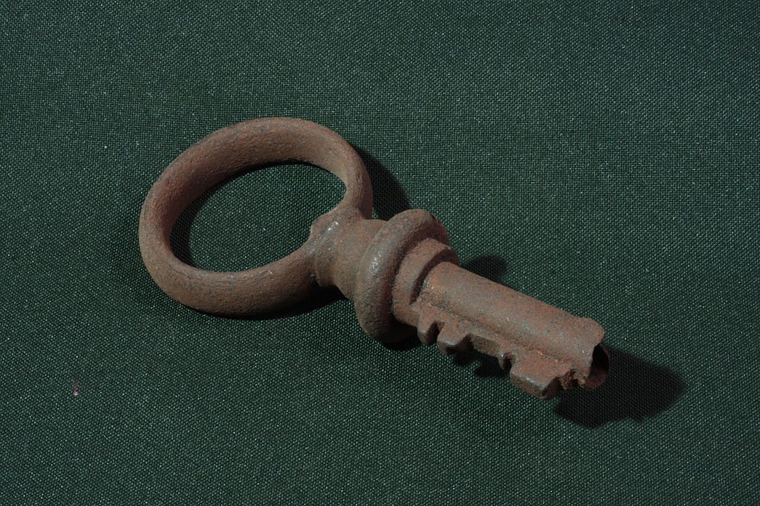 Authentic Ancient Large Wrought Iron Hand Made Key (castle,church,large ...