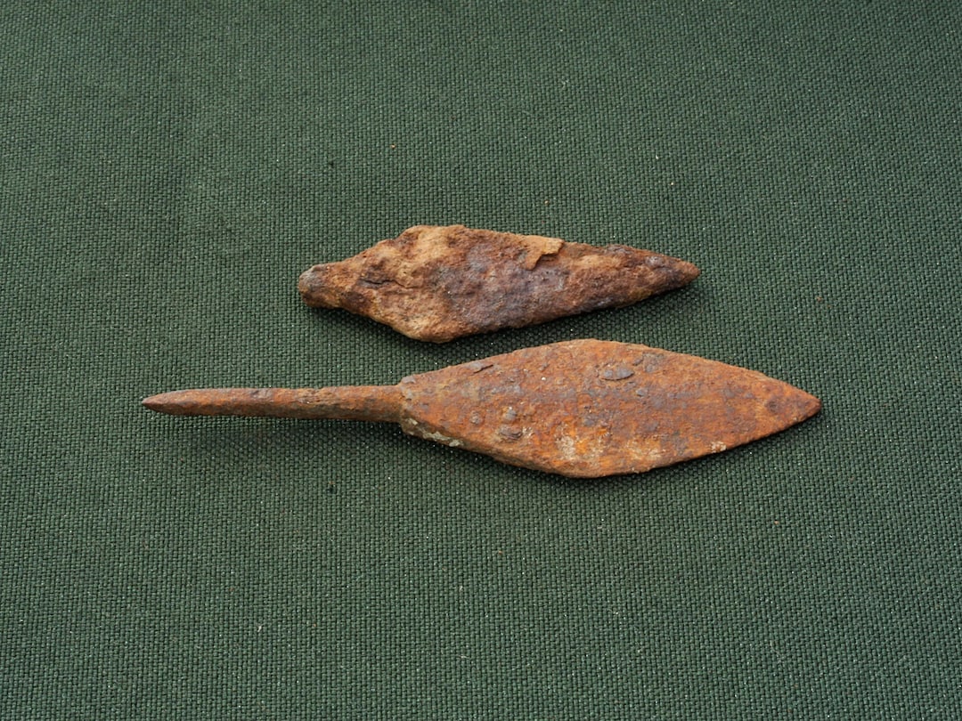 Two Ancient Forged Diamond-shaped Arrowhead / Middle Ages / VIII-X ...