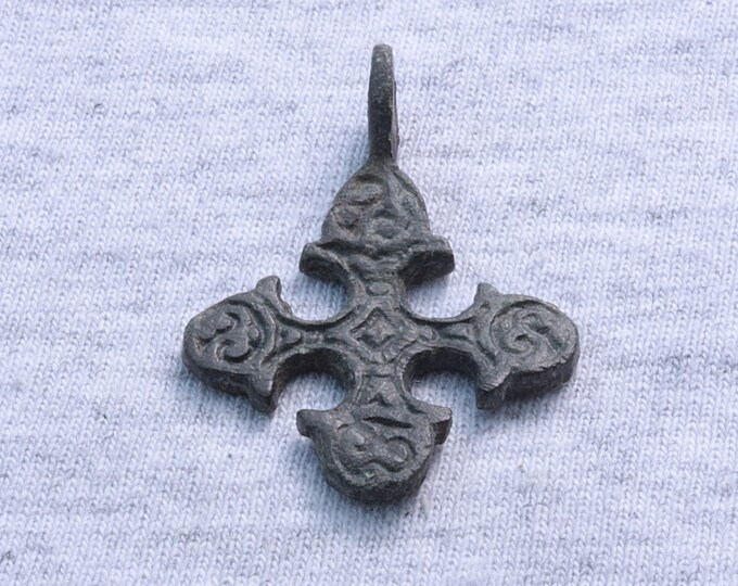Medieval Ancient Pectoral Cross With Runes of the Viking Era. 8th-11th ...