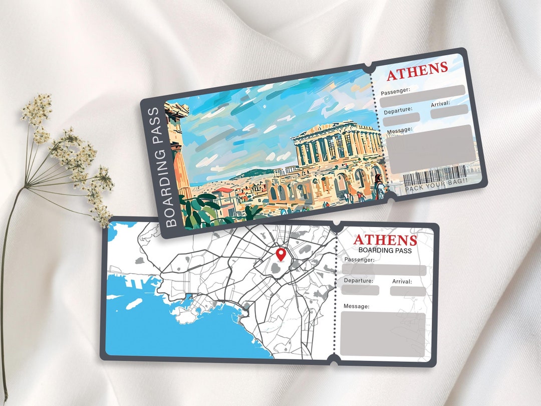 Editable Boarding Pass Template Travel to Athens, Printable Plane ...