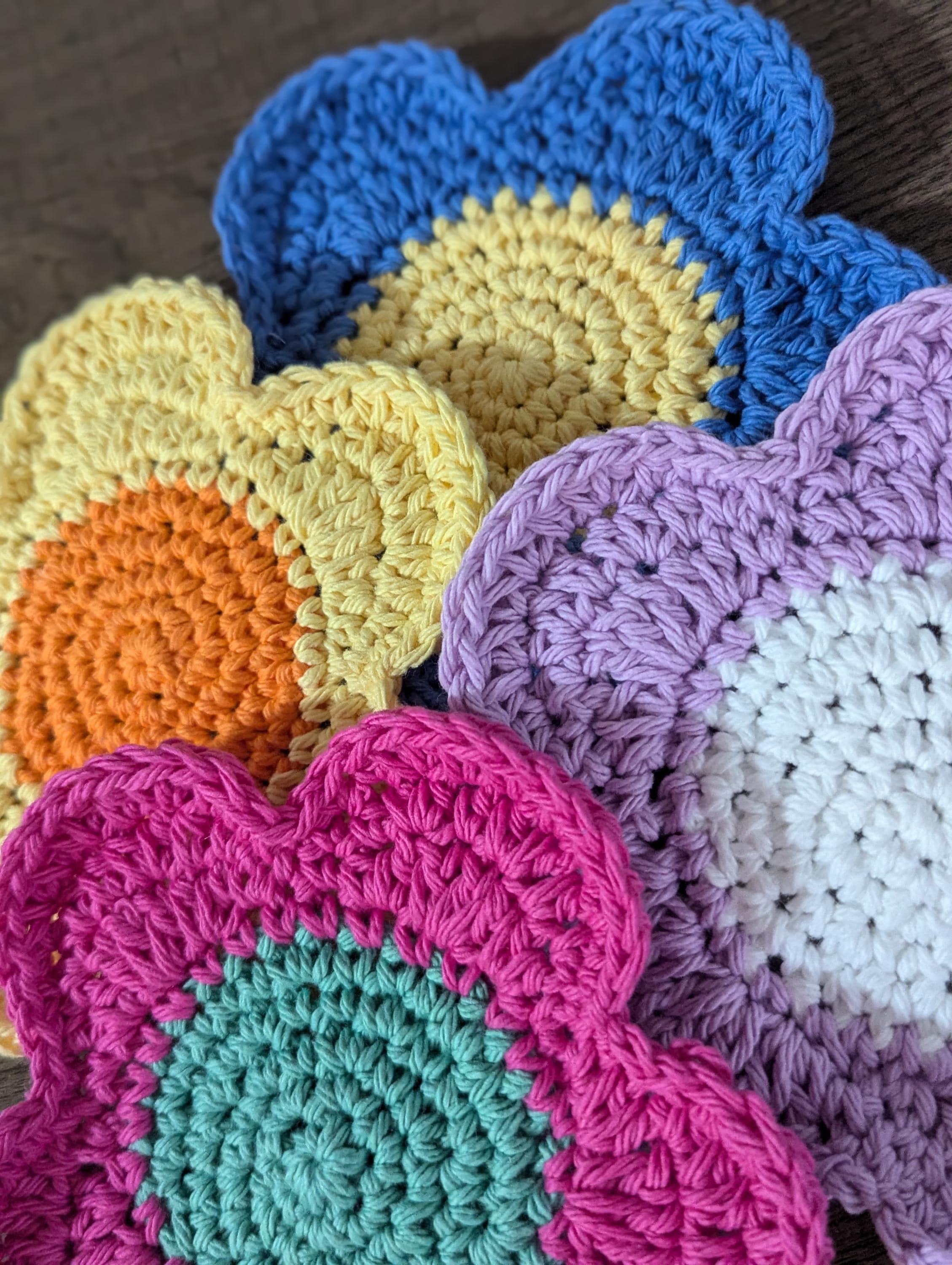 Crochet Cotton Daisy Flower Drink Coaster Trivet Spring Summer Floral ...