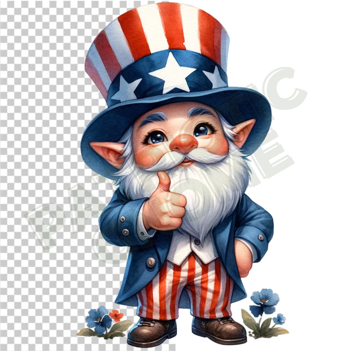 Patriotic Gnome Cartoon Character Illustration, American Flag-themed ...