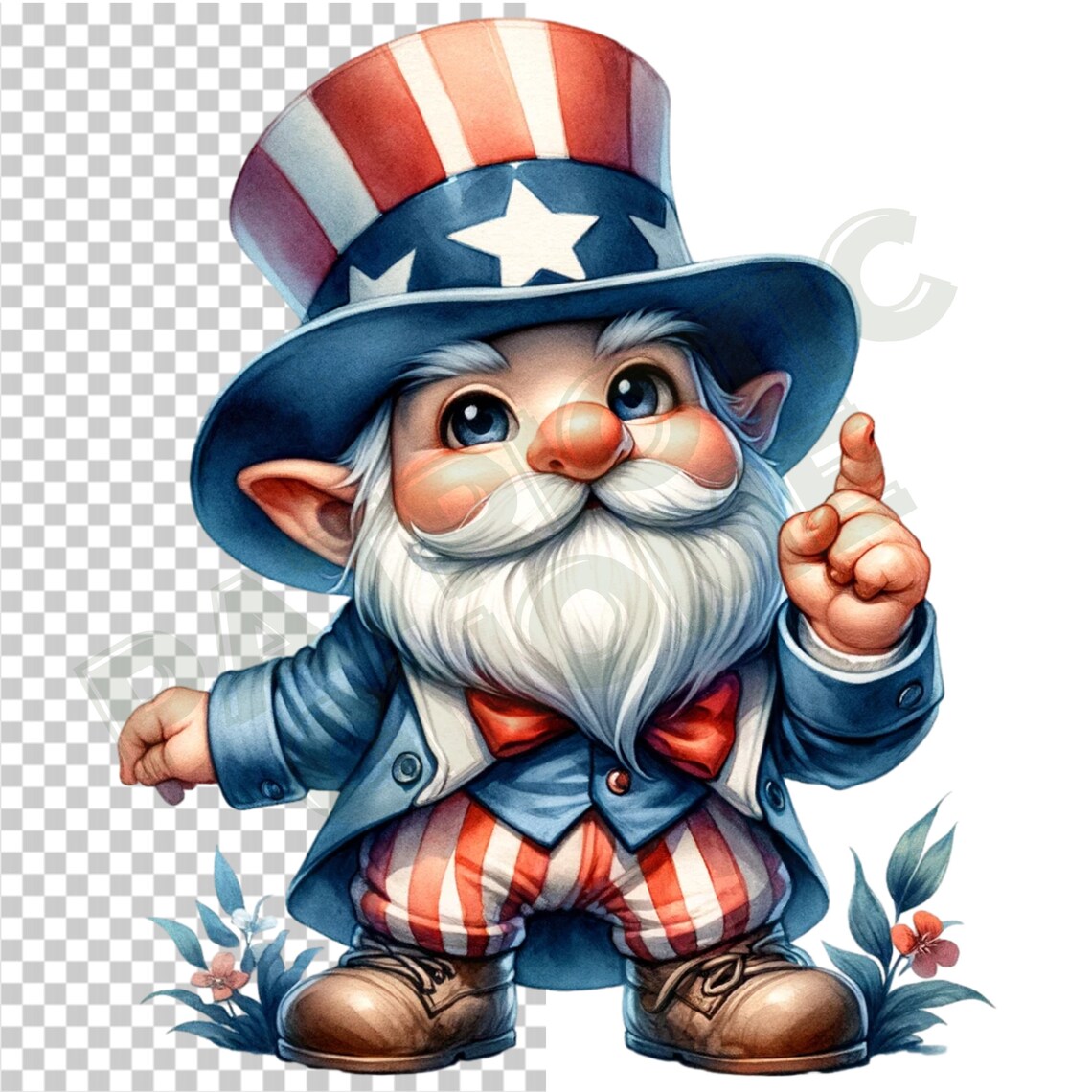 Patriotic Gnome Cartoon Character Illustration, American Flag-themed ...