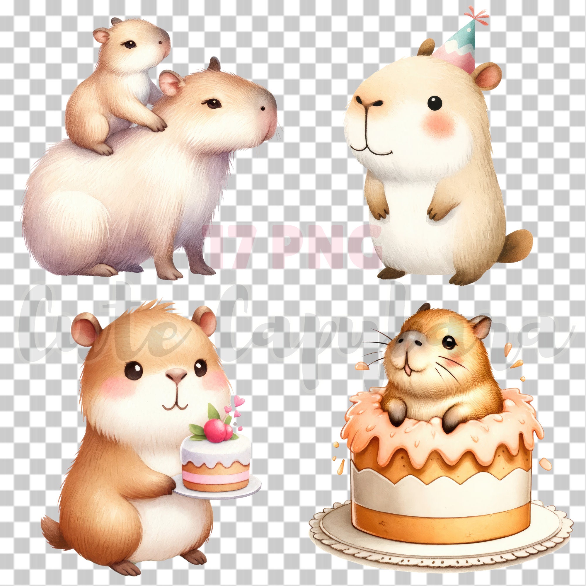 17 PNG Cute Capybara Clip Art, Bundle Capybara PNG for T-shirt, Mugs ...