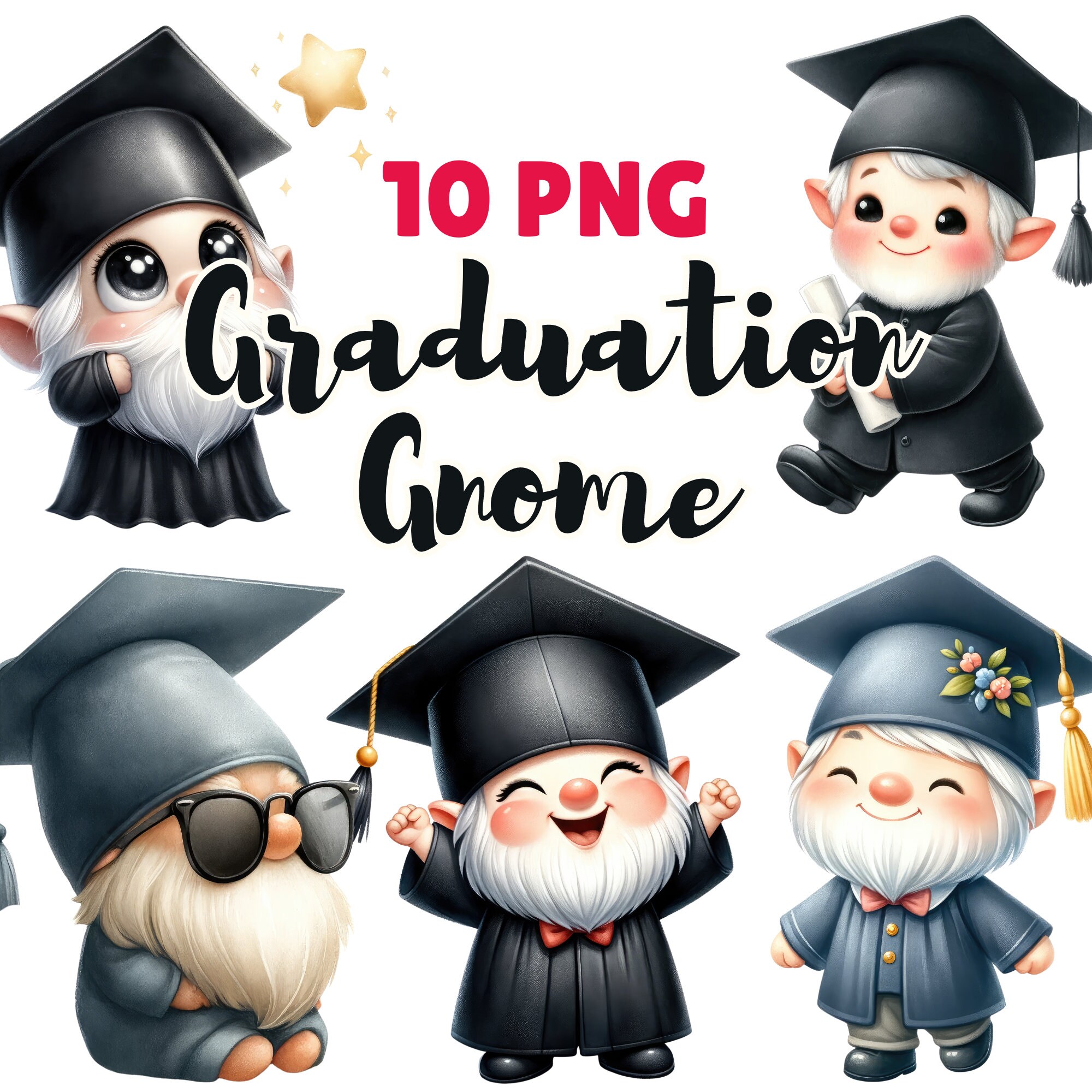 Graduation Gnome PNG, Gnome 2024 College Graduation, Watercolor Gnome ...