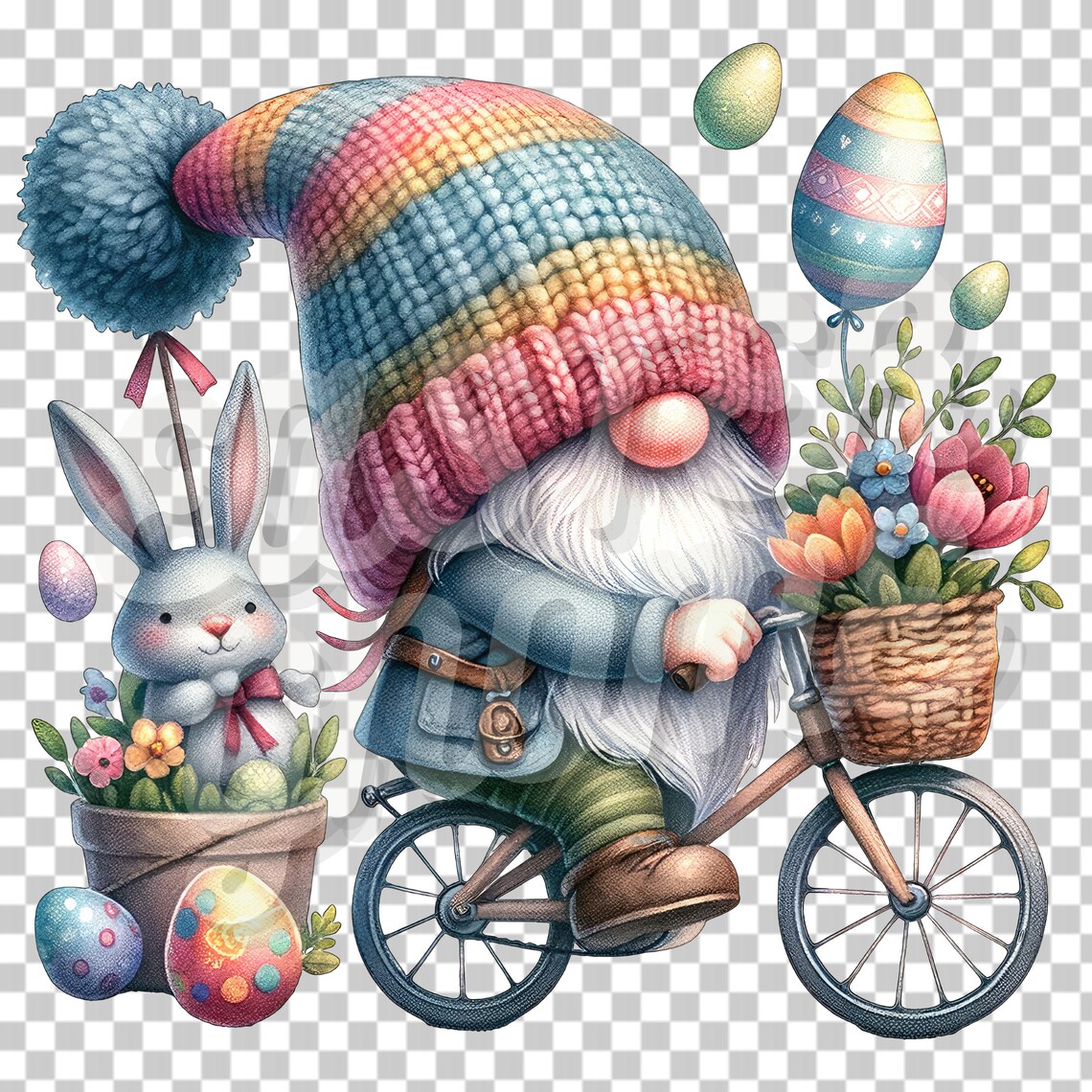 12 Whimsical Easter Gnomes PNG Collection, Gnome Clipart for Crafts ...