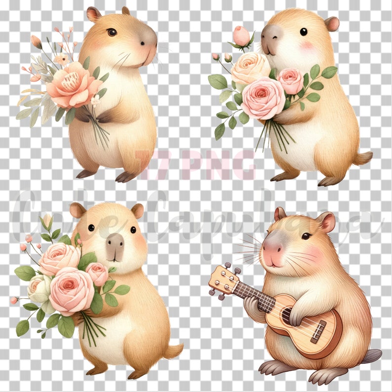 17 PNG Cute Capybara Clip Art, Bundle Capybara PNG for T-shirt, Mugs ...