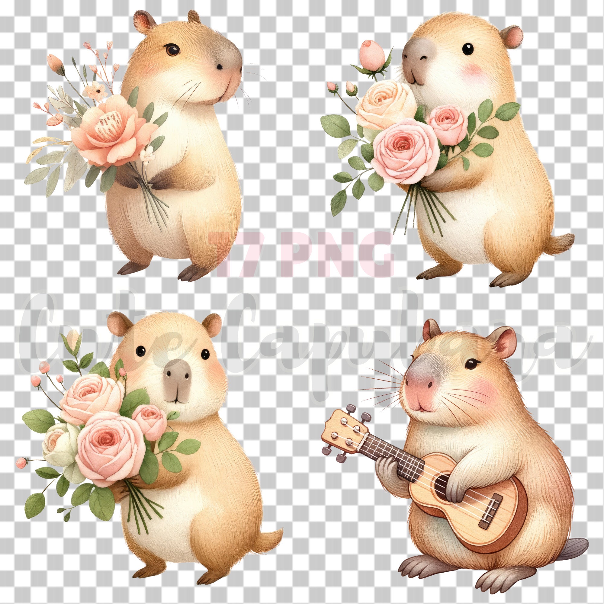17 PNG Cute Capybara Clip Art, Bundle Capybara PNG for T-shirt, Mugs ...