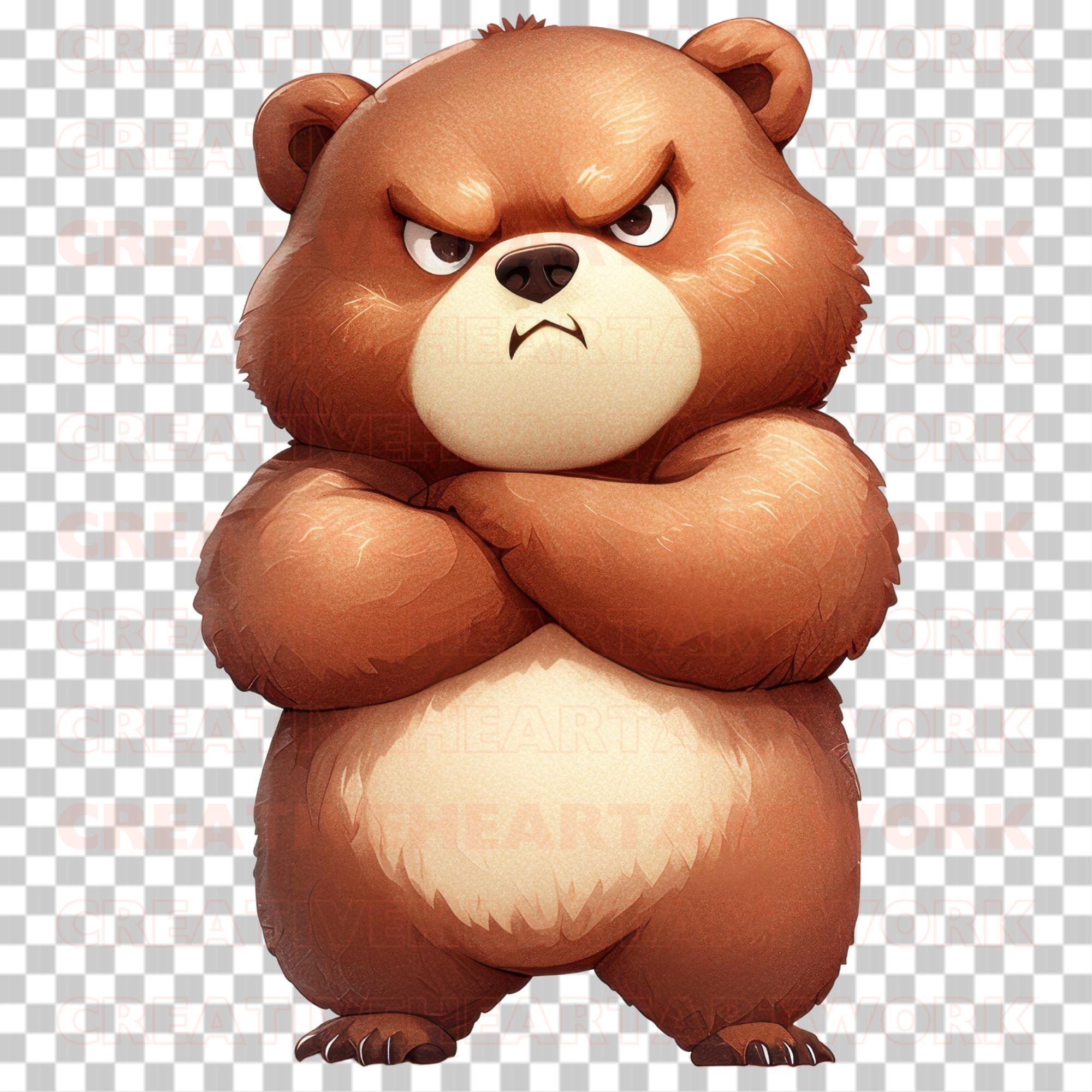 7 PNG Funny Grumpy Bear Clipart PNG, Angry Grizzly Bear Sublimation ...