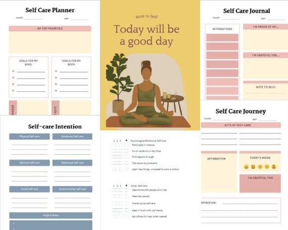 Self Care PDF Printable Planners Trackers Wellness - Etsy