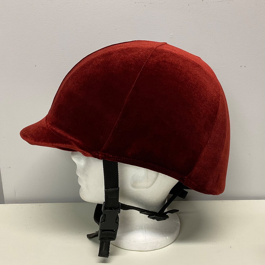 Horse RIDING COVER in Rust Brown Stretch Velvet for Your Riding Helmet ...