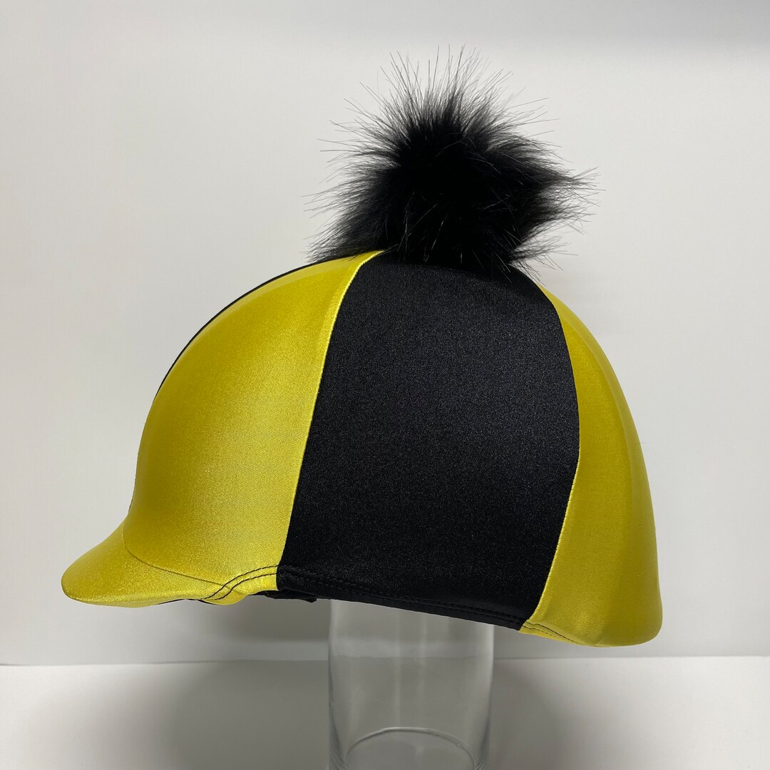 Horse RIDING COVER in Yellow and Black Lycra With a Snap on Black Faux ...