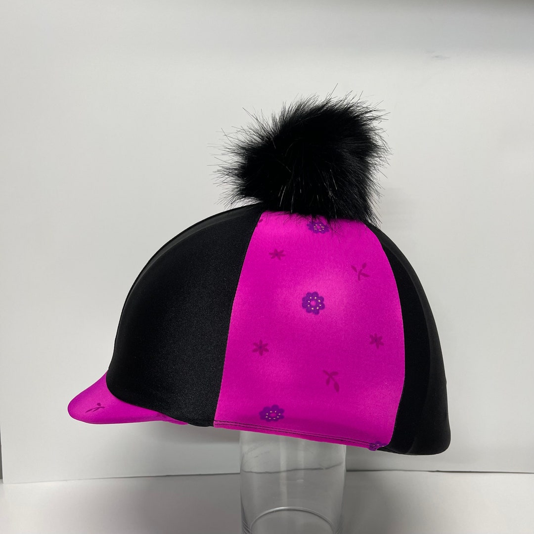 Pom Pom Horse RIDING COVER for Your Helmet Hat in Black & Pink - Etsy