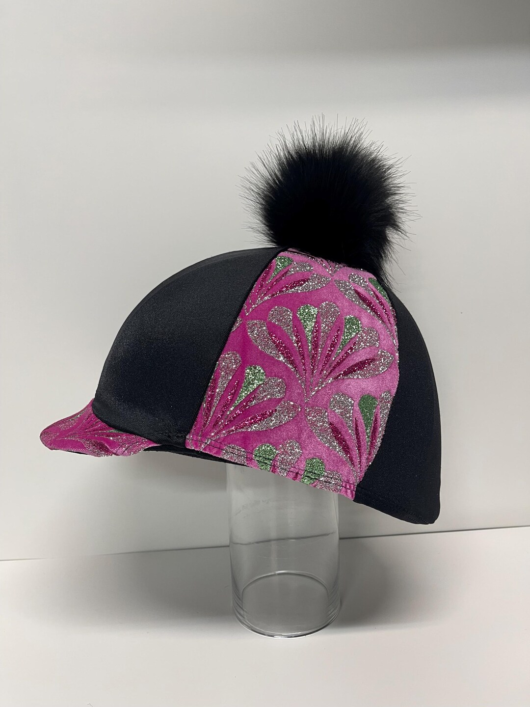 Horse RIDING COVER in Black Lycra and Pink Mix Glitter Velvet With a ...