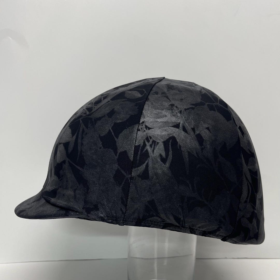 Horse RIDING COVER in Black Flower Print Lycra for Your Riding Helmet ...