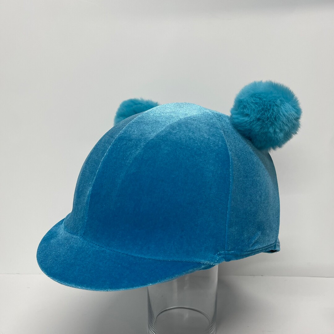 Double Pom Horse RIDING COVER in Blue Velvet With Two Sewn on Blue Faux ...