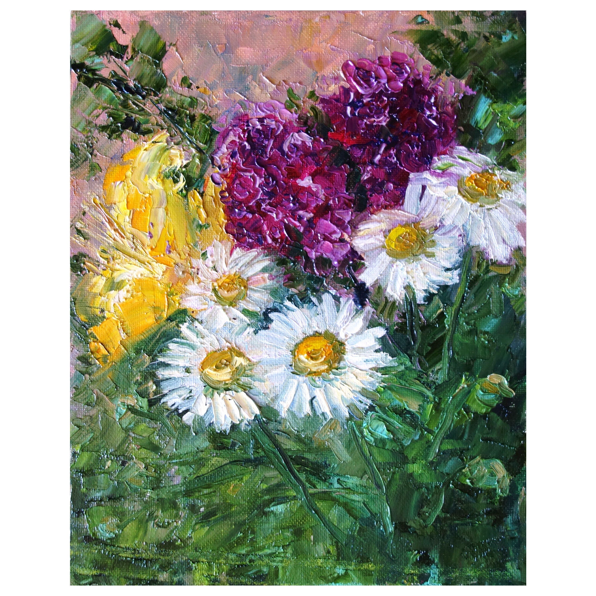 Daisy Painting Oil Flowers Original Art Wildflowers Artwork | Etsy