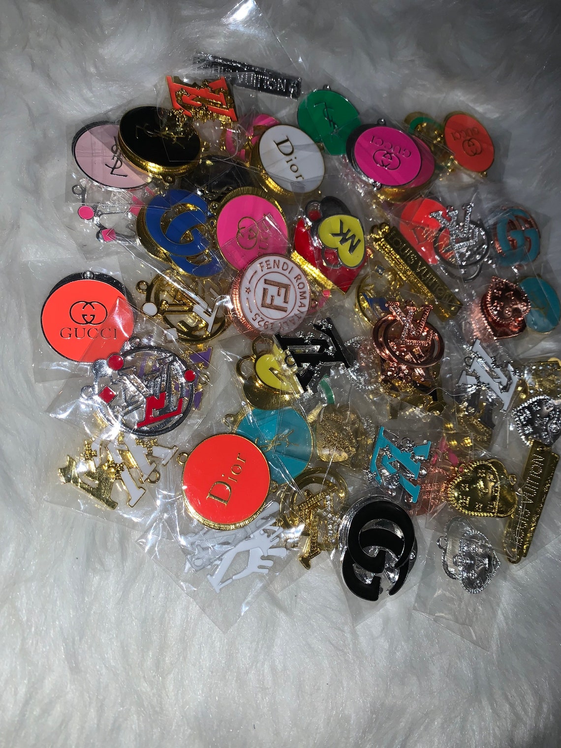 25 piece charms Designer inspired charms random selection | Etsy