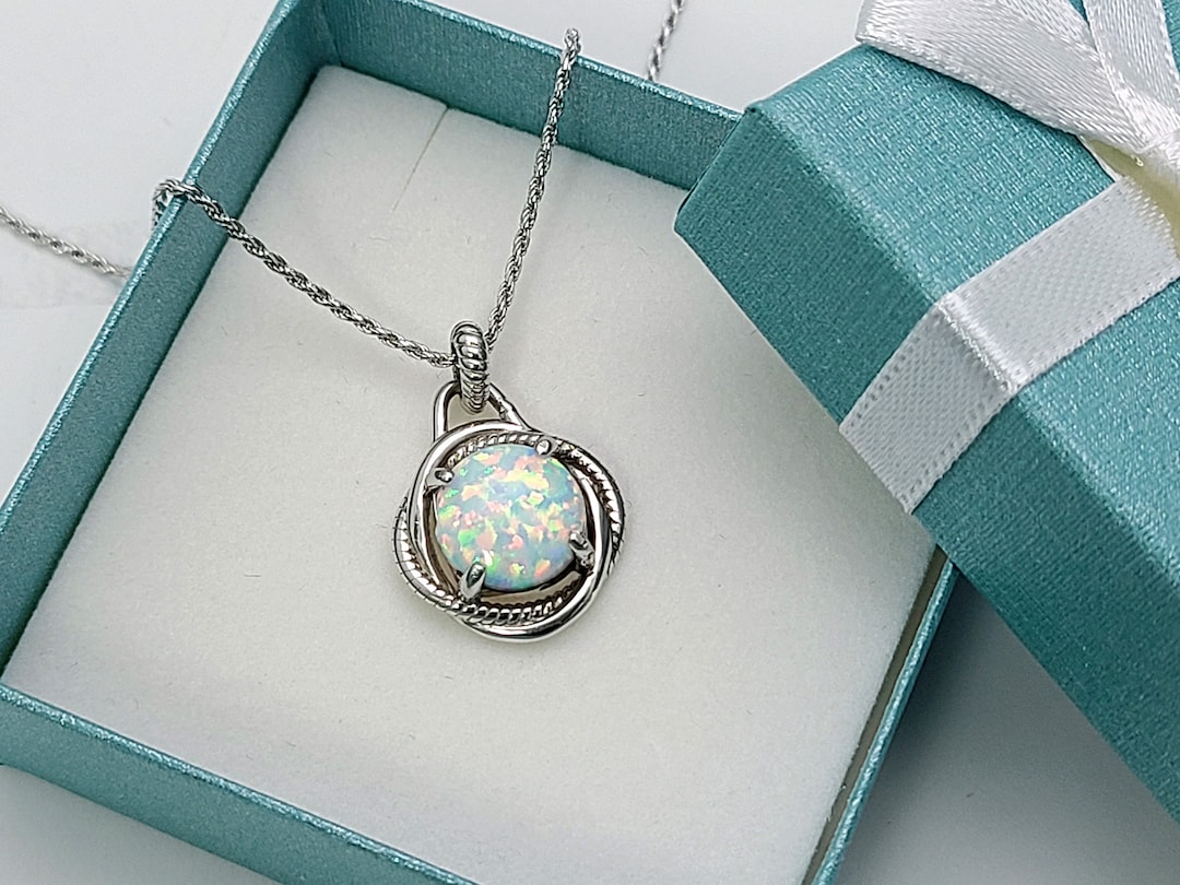 White Opal 10mm Infinity Necklace. 16,18 or 20" Long .925 Sterling ...