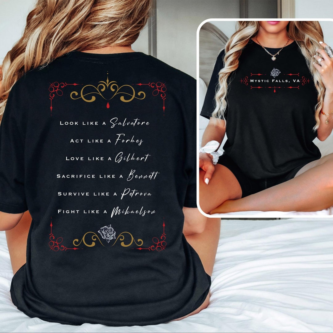 The Vampire Diaries Mystic Falls T-shirt, Black Stefan Salvatore Shirt ...