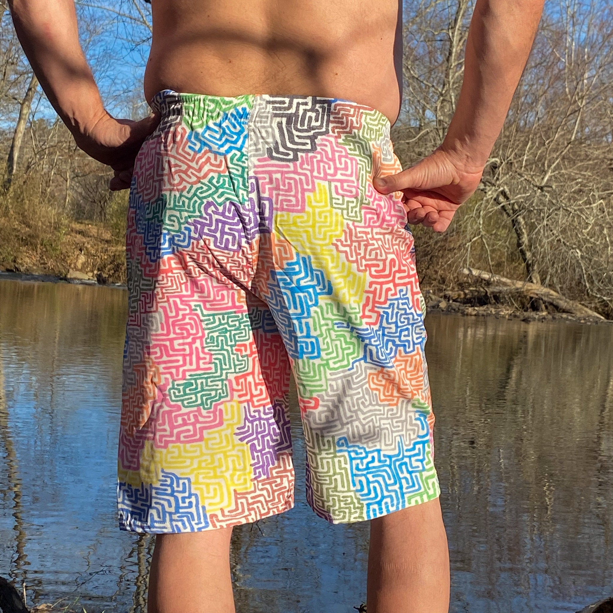 Wild Maze Pattern Print Beach/swim Trunks Swimsuit M-2XL - Etsy