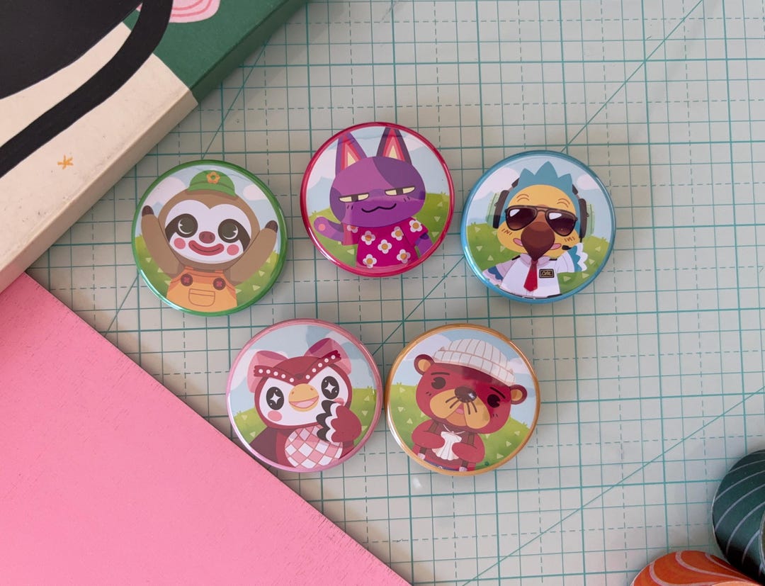 ACNH Pin Badges - Bob, Celeste, Leif, Pascal, Wilbur - Etsy