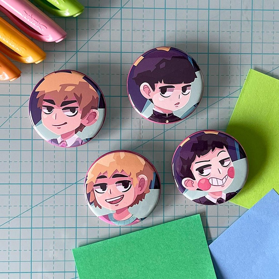 1.75in Pin Badges - Mob, Reigen, Dimple / Ekubo, Teruki - Etsy
